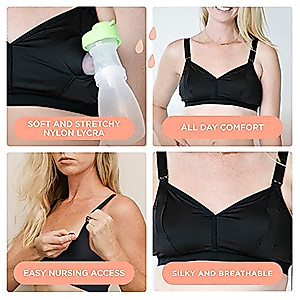 The Dairy Fairy - Handsfree Pumping and Nursing Bra, Everyday Bra, Sleep Nursing Bra, Pumping and Nursing Bra in One, Hands Free Pumping Bra That Fits All Breast Pumps Black