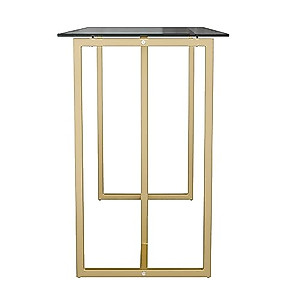 Martha Stewart Eli Home Office Desk with Glass Top and Steel Frame, Polished Brass