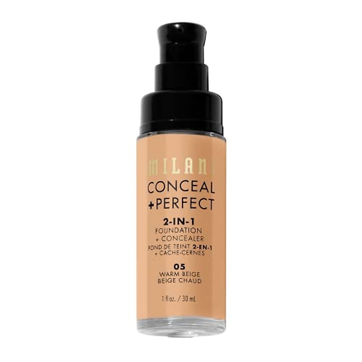 Milani Conceal + Perfect 2-in-1 Foundation + Concealer - Warm Beige (1 Fl. Oz.) Cruelty-Free Liquid Foundation - Cover Under-Eye Circles, Blemishes & Skin Discoloration for a Flawless Complexion