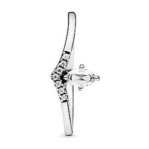 Pandora Classic Wishbone Ring - Sterling Silver Ring for Women - Layering or Stackable Ring - Gift for Her - Sterling Silver with Clear Cubic Zirconia - Size 9, No Gift Box