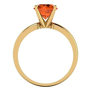 Clara Pucci 1.50 ct Round Cut Solitaire Red Simulated Diamond Wedding Bridal Designer Anniversary Engagement Ring Real 14k Yellow Gold