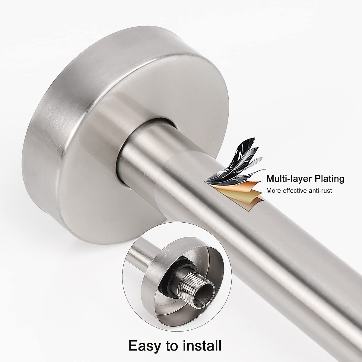 NearMoon Shower Arm, Extra Fixed Arm with Flange, Stainless Steel Wall-Mounted ShowerHead Arm (20 Inch, Brushed Nickel)