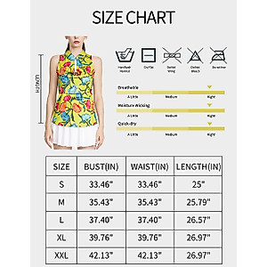 CQC Women's Sleeveless Golf Shirts Quick Dry Floral Athletic Polo with Collar Zip Up Lightweight Tennis Tank Tops Tropical Coquette M