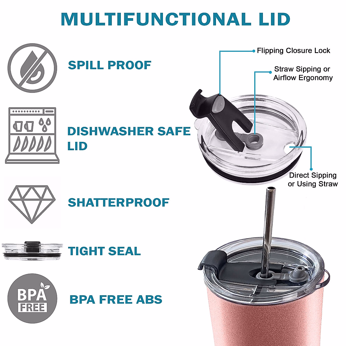 Fancyfams She Believed She Could So She Did, 22 oz Stainless Steel Tumbler, Congratulations Gifts, College Graduation Gifts for Her, Encouraging Gifts for Women (22oz - Rose Gold)