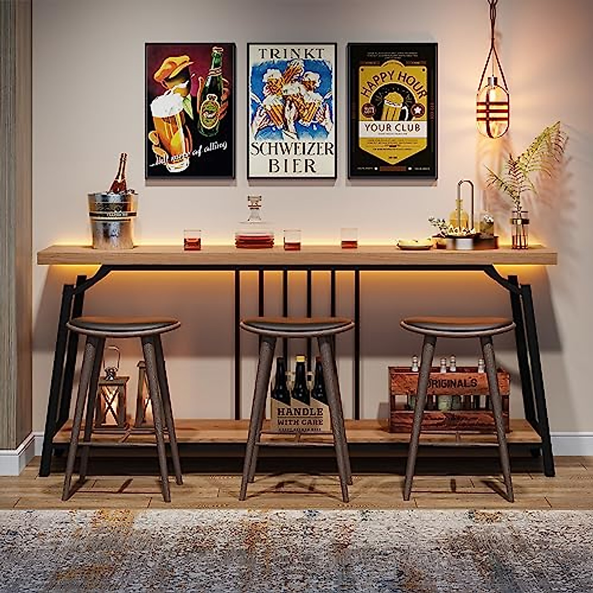 Tribesigns 70.9 Inches Extra Long Sofa Table Behind Couch, Natural Industrial Entry Console Table with 2-Tier Storage Shelves for Living Room Entryway Hallway
