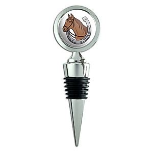 Brown Horse in Horseshoe Wine Bottle Stopper