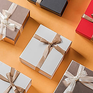 LIFELUM White Gift Box with Lid 8 x 7 x 3 inch Magnetic Gift Box Sturdy Gift Box Bridesmaid Proposal Gift Box for Valentine's Wedding Christmas Birthdays Gift Packging (1 Pcs)