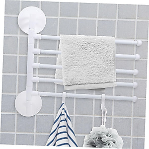 PRETYZOOM 1 Set Drying Rack Swivel Towel Rack Coat Hangers Towels Towel Bar Bath Towel Rack Towel Rod Towel Hanging Shelf Kitchen Towel Rack White No Punching Dishcloth to Rotate Rubber
