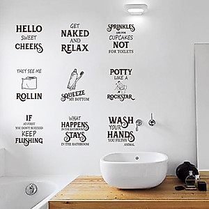 Bathroom Wall Decor, Funny Vintage Bathroom Sign Decals Bathroom Quotes Sayings Art Stickers Bathroom Decor