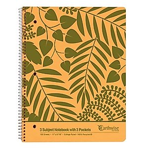 Ampad 25-482 3 Subject, 2 Divider Notebooks, College Ruled, 120 Sheets, Assorted Colors