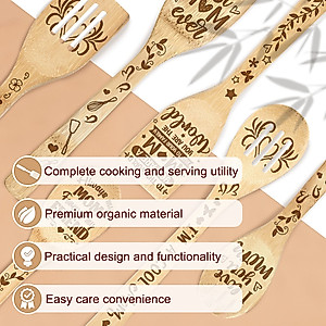 Rabbitable Gifts for Mom, Ceramic Utensil Holder for Cooking with Wooden Spoons Mothers Day Gifts for Mom, Mom Mothers Day Gift Cooking Tools Kitchen Utensils Set with Wooden Spoons for 6