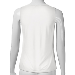 EIMIN Women's Pleated Scoop Neck Sleeveless Stretch Basic Soft Tank Top Ivory L