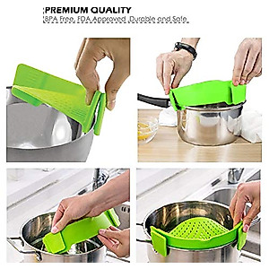 Snap n Strain Clip on Strainer - Silicone Pot and Pan Strainer, Clip on Colander, Pasta Strainer - Strainer for draining Vegetables, Fruits, Meat, Ground Beef - Heat Resistant, Easy to Use.