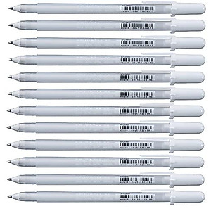 Gel ink pens White, Classic 08 Gel ink, water based, box of 12 pens