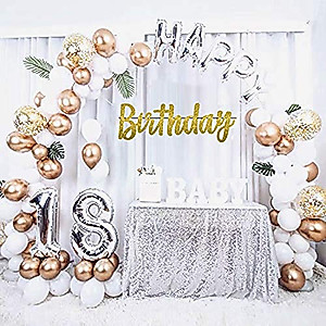 50 Pcs Balloons Set for Parties, Gold Confetti, White and Gold Chrome Pearl Balloon Party Decorations, Baby Shower Décor, Pack of 50 Thick Balloons, Gold Curling Ribbon, Natural Latex