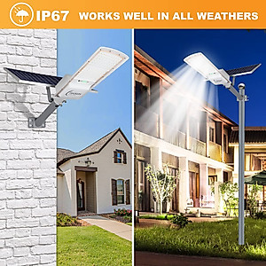 200W Solar Outdoor Street Lights,18000 Lumens Dusk to Dawn Solar Led Light with Remote Control, 6000K Daylight White Solar Security Flood Lights for Yard, Street, Basketball Court, Parking Lots