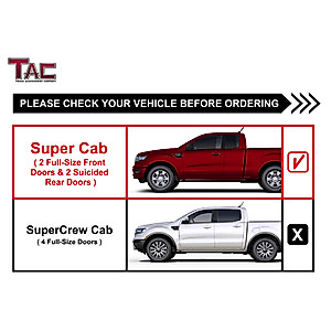TAC Side Steps Running Boards Fit 2019-2023 Ford Ranger Super Cab Truck Pickup 3” Texture Black Side Bars Nerf Bars Off Road Accessories
