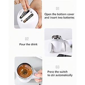 Automatic Magnetic Stirring Coffee Mug, Rotating Home Office Travel Mixing Cup，Funny Electric Stainless Steel Self Mixing Coffee Tumbler, Suitable for Coffee, Milk, Cocoa and Other Beverages……