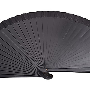 Spanish Folding Fan for Women Vintage Wooden Hand Fan for Dance Party Performance and Gift(Black)