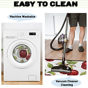 Pardick Red Apples Leaves Kitchen Rugs and Mats, Fresh Fruit Non Slip Washable Absorbent Area Rugs Anti Fatigue Kitchen Mat Memory Foam Doormat Runner Rug for Floor Kitchen Bathroom 39X20in