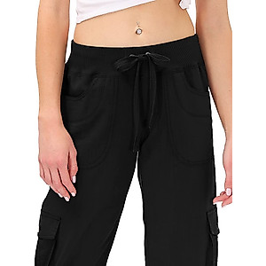 MoFiz Hiking Cargo Shorts for Women Outdoor Quick Dry Athletic Shorts for Boating Camping with Pockets Black