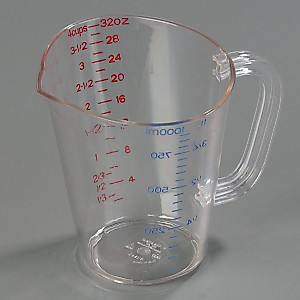 Carlisle FoodService Products 4314307 Commercial Plastic Measuring Cup, 1 Quart, Clear