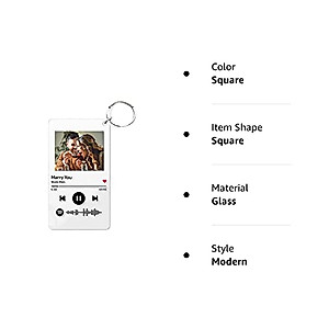 Custom Spotify Keychain with Picture,Custom Scannable Spotify Music Song Code Keychain, Photo Gift for Friends/Lover/Father/Mother/Kids, Square, 2'*3'