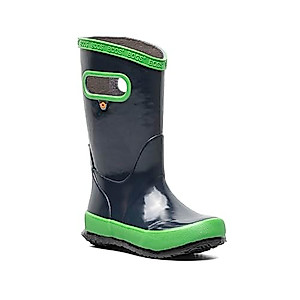 BOGS unisex child Bogs Kids Rubber Waterproof Rain Boot for and Boys Girls , Navy/Green, 12 Little Kid US