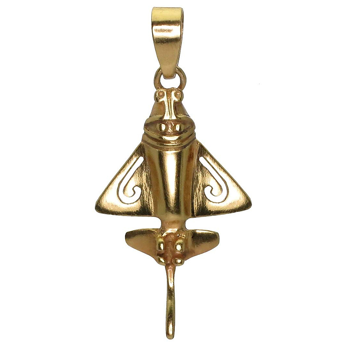 Across The Puddle, Ancient Golden Jet-3 24k Gold Plated .950 Silver 1.1in Pendant with 20in Silver Sterling Chain | Pre-Columbian Quimbaya Flyer | Ancient Astronauts | Original Golden Jets Collection