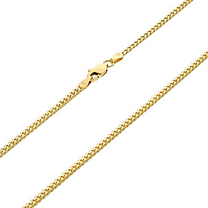 Nuragold 14k Yellow Gold 2.7mm Solid Miami Cuban Link Chain Pendant Necklace, Mens Womens Jewelry 16" 18" 20" 22" 24" 26" 28" 30"