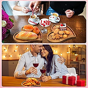 2 Pcs Heart Shape Wooden Serving Tray Plate Romantic Wedding Wooden Plate Sweetheart Table Serving Platter for Valentine Day Mother's Day DIY Unique Food Cake Snack Fruit Nuts, 9.84 x 9.84 x 0.79 Inch
