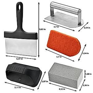 RTT Griddle Cleaning Kit for Blackstone 15 Pieces - Heavy Duty Grill Cleaner Kit with Grill Stone, Griddle Scraper, & Griddle Brush with Stainless Steel Handle - Easy to Use Flat Top Cleaning Kit