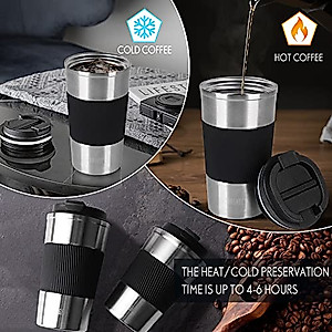 HASAGEI Travel Mug, Insulated Coffee Cup with Leakproof Lid - Vacuum Insulation Stainless Steel for Hot and Cold Water Coffee and Tea (silver 510ml)