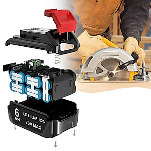 CHAUNVEN 6.0Ah 20V Battery Replacement for Dewalt 20V Battery DCB204 DCB205 DCB206 fit All Dewalt 20V Cordless Power Tools Battery 2 Packs