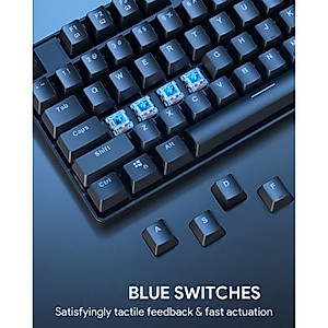 Mechanical Gaming Keyboard with Clicky Blue Switches & LED Backlight, 104-Key Anti-Ghosting Wired Mechanical Keyboard with Macro Recording & Ergonomic Design for PC and Laptop KM-G16