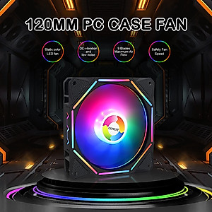 Conisy RGB LED Series 120mm Case Fan for Computer Case, Unique Ultra Quiet Long Life Gaming PC Cooling Fan - Colorful (2Pack)