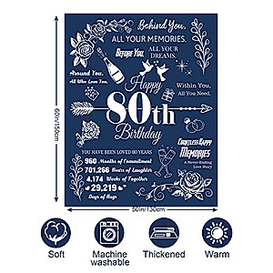 Puvazi 80th Birthday Gifts for Women Men-Best Birthday Gifts for 80-80th Birthday Gift for Mom-1943 80th Birthday Gift Ideas-Happy 80th Birthday Gift-80th Birthday Decoration Women Blanket 60"x 50"