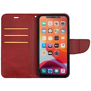 Glow Co., Ltd. iPhone 11 Pro Notebook Type Case with Strap, Red, Tempered Glass & Stylus Pen Included 406-2-02