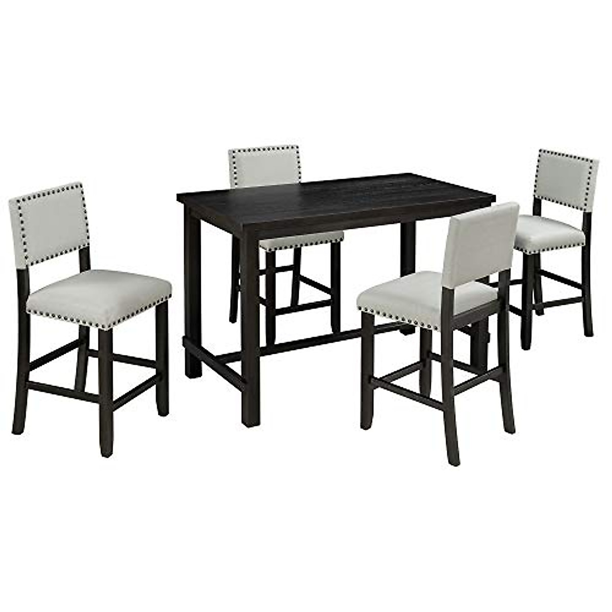 WOZNLA 6-Piece Counter Height Dining Set - Kitchen DiningTable Set with Shelf, 4 Chairs, and Bench - Versatile Dining Room and Kitchen Furniture