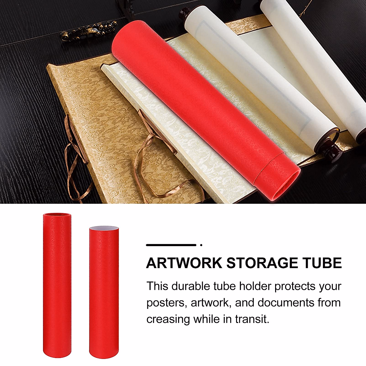Healifty Construction Paper Roll 1pc Poster Documents Storage Tube Telescoping Tube Extendable for Artworks Blueprints Drafting Scrolls Calligraphy (Red) Poster Carrying Case