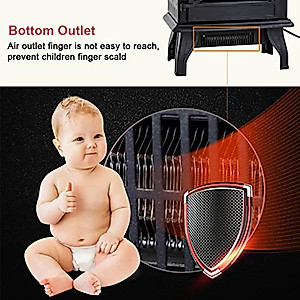 BMS 20" Electric Fireplace Heater Portable Indoor Electric Stove Heater with Freestanding 3D Flame Effect 1400W CSA Approved Safety for Home,Office,Bedroom,Living Room,Basement, Black