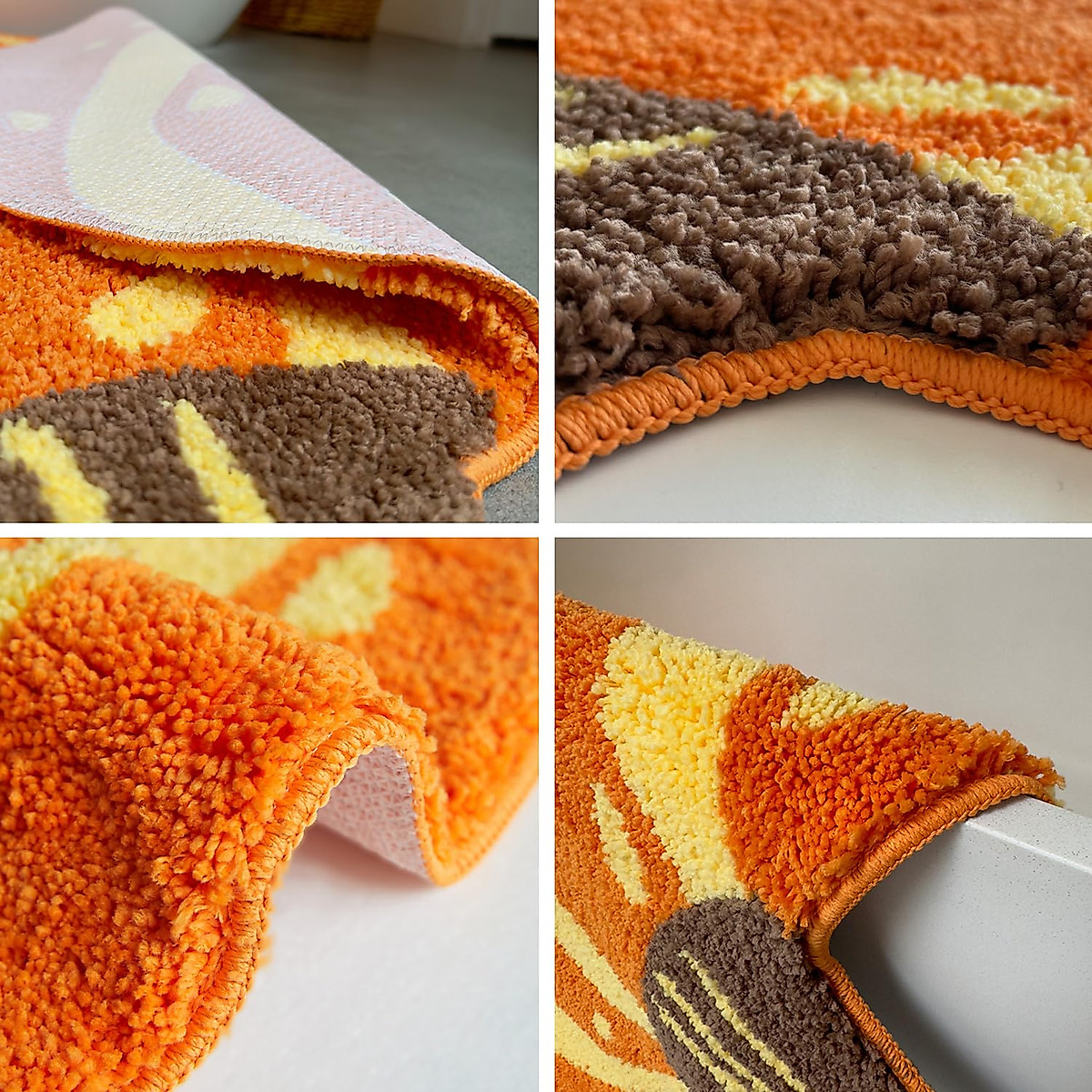 stitchworn 3.5x3ft Tufted XLarge Pumpkin Rug, High Pile Absorbent w/Nonslip Backing, Autumn Fall Halloween Decor for Home, Bathroom, Bedroom, and Living Room