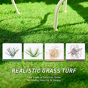 TERRADISE Artificial Grass Rug, 5'x8' Fake Grass for Outdoor Garden Balcony Patio Decor, Turf Grass Mat with Thick Green Realistic Grass for Dog Training, Artificial Turf with 1.2" Pile Drainage Holes