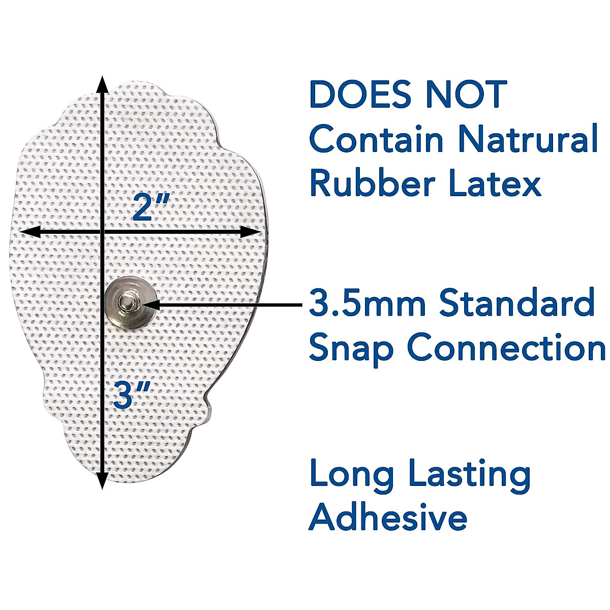 StimChoice TENS Unit Pads Snap Electrodes Hand Shaped Pack Electrode Pad Set, White, 24 Count