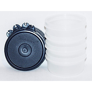 Tupperware Set of 4 Serving Snack Cups 8 Ounce Navy Blue Seals