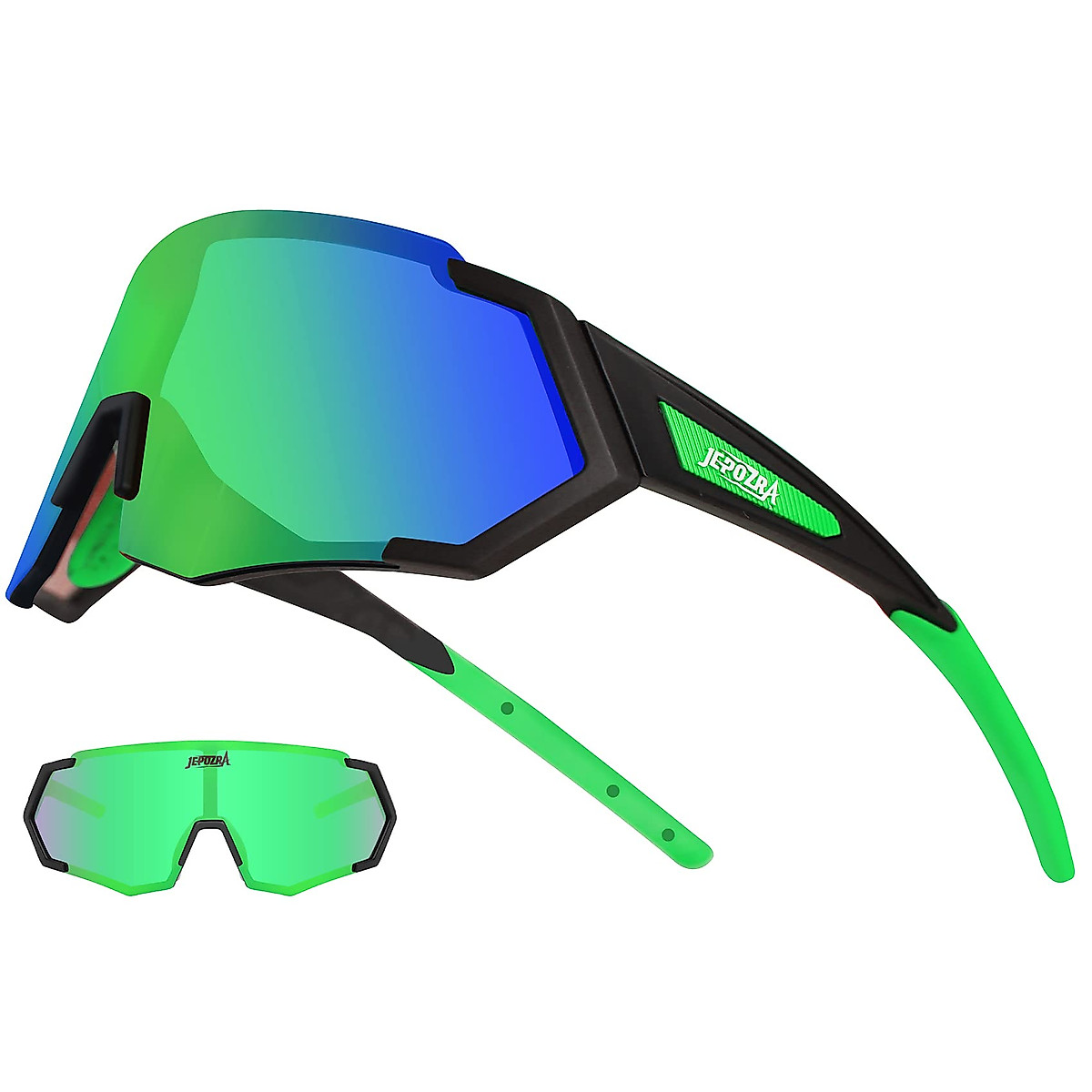 JEPOZRA Polarized Cycling Glasses with 3 Interchangeable Lenses Riding Glasses Ski Glasses Baseball Running Sports Sunglasses