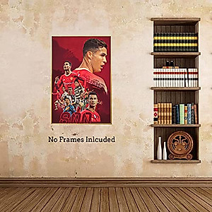 Soccer Superstar Cristiano Ronaldo Poster Wall Art, Motivational Football Star Canvas Wall Art, Cristiano Ronaldo Football Career 800 Ball Commemorative Poster for Office Home Decor, 16"x24"-Unframed