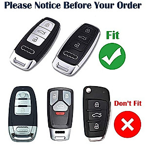 Lcyam 3 Button Key Fob Cover Silicone Case Compatible with 2019 2020 A6 E-Tron Audi A6L A8L A6 A7 A8 Q8 (Black Red)