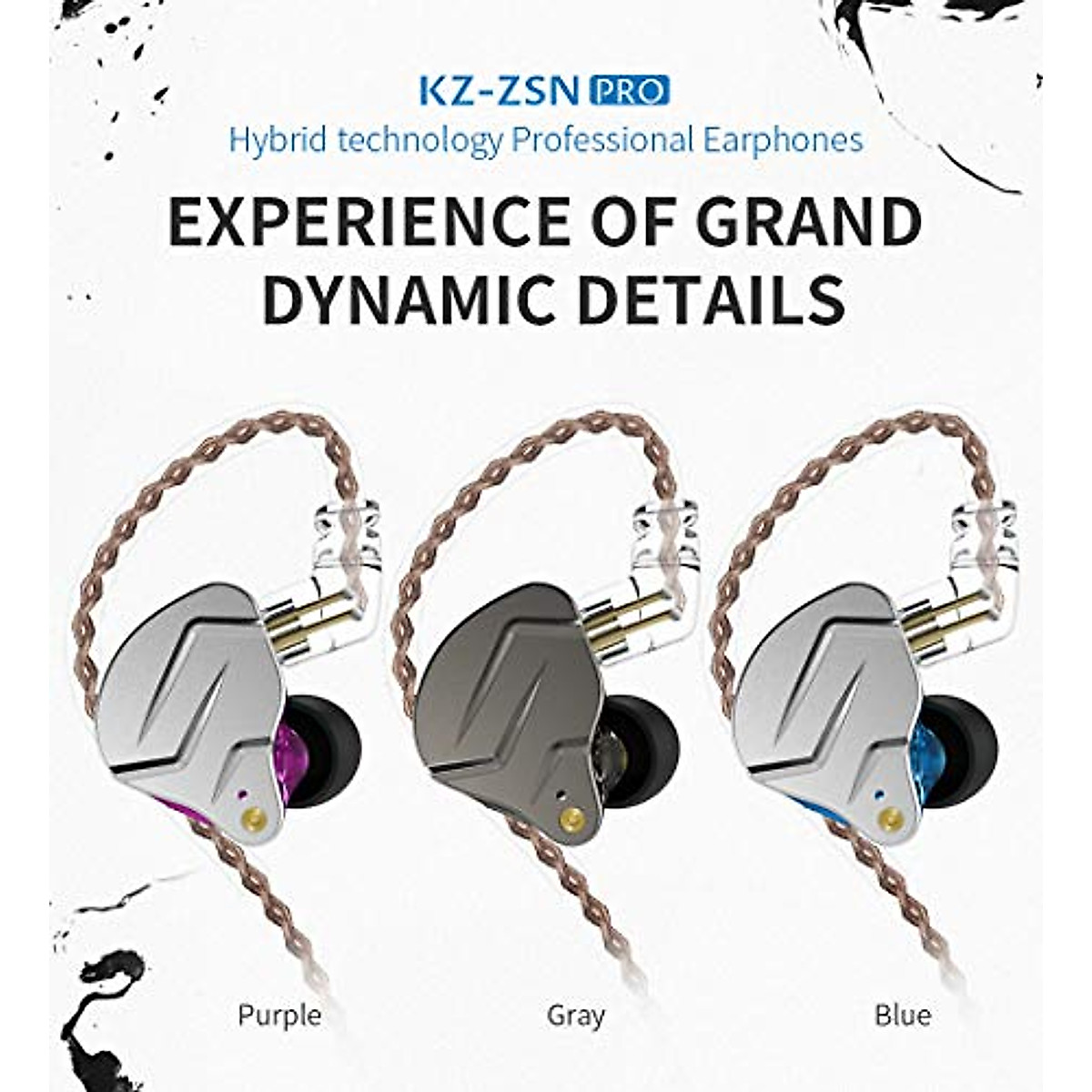 erjigo KZ ZSN Pro Dynamic Hybrid Dual Driver in Ear Earphones Detachable Tangle-Free Cable Musicians in-Ear Earbuds Headphones (Blue Without Mic)