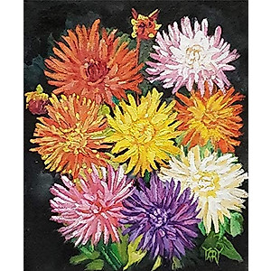 Dahlias - Floral Still Life by Internationally Renowned Painter Yary Dluhos